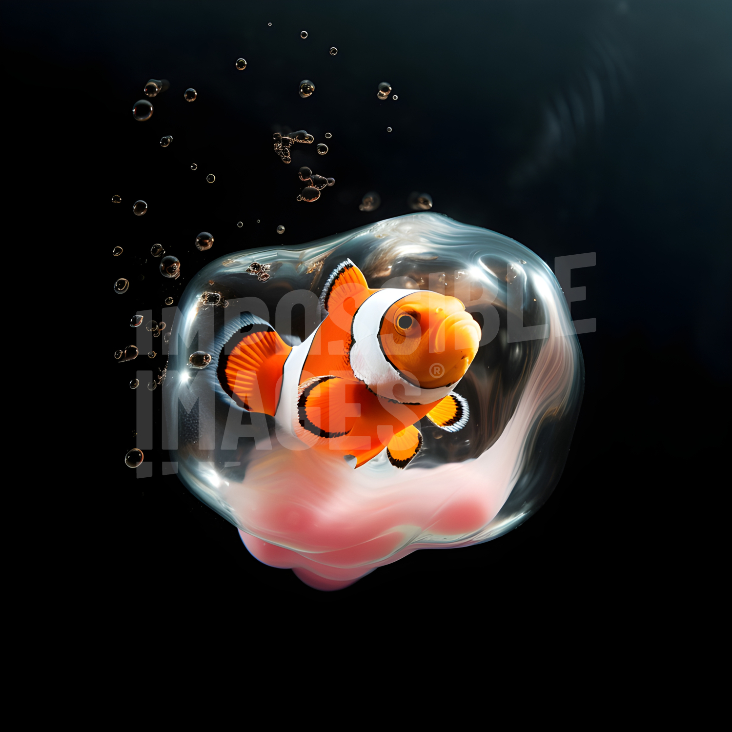 A clown fish in a plastic bottle floating in the water - Impossible ...