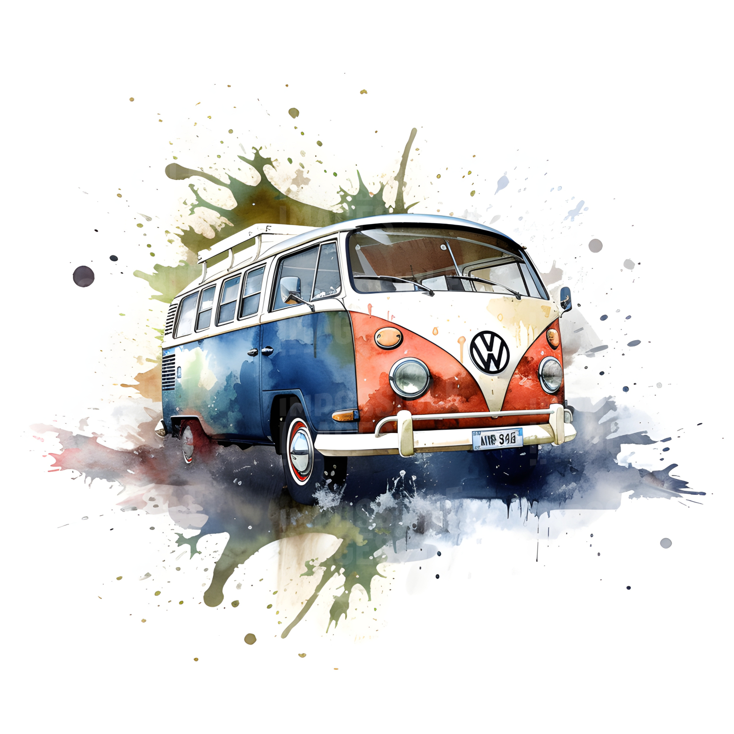 VW Camper Van watercolour illustration - Impossible Images - Unique ...