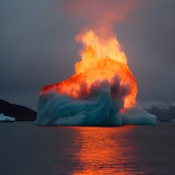 A iceberg on fire - Impossible Images - Unique stock images for ...
