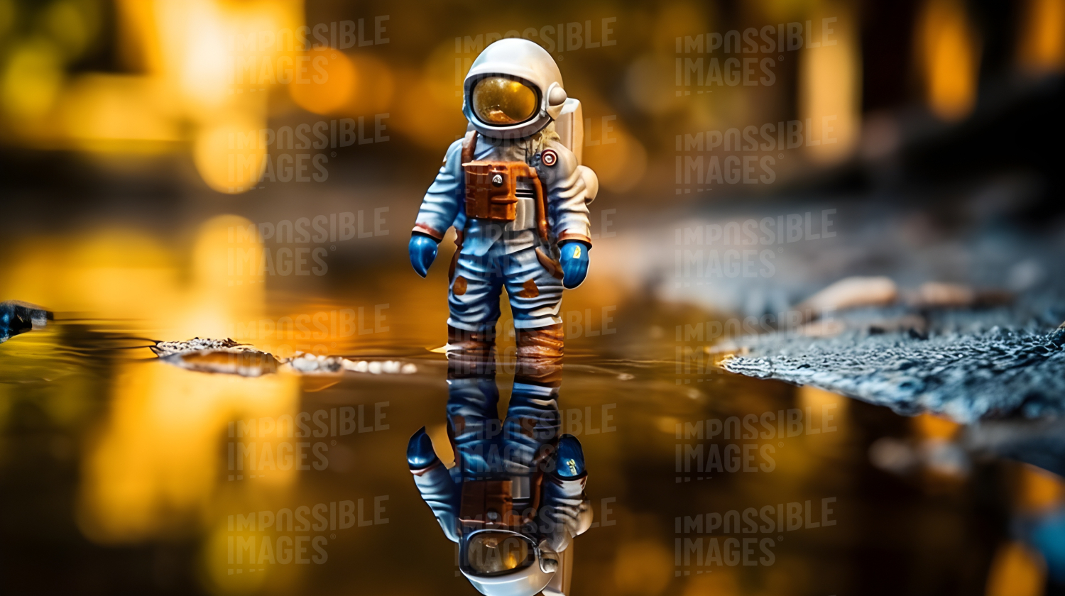Mini spaceman in a pool of water - Impossible Images - Unique stock ...