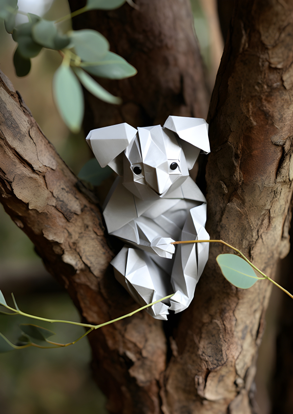 Origami Koala in a tree - Impossible Images - Unique stock images for ...