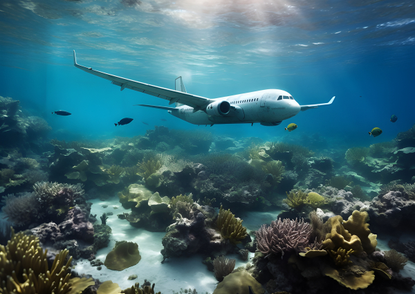 A jet plane flying underwater - Impossible Images - Unique stock images ...