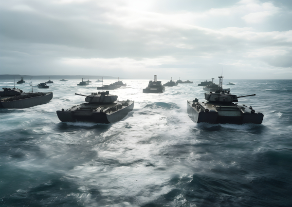 Tanks floating across the sea - Impossible Images - Unique stock images ...