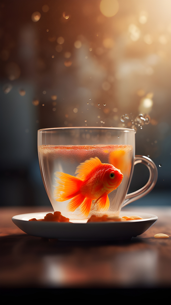 A goldfish in a coffee cup - Impossible Images - Unique stock images ...