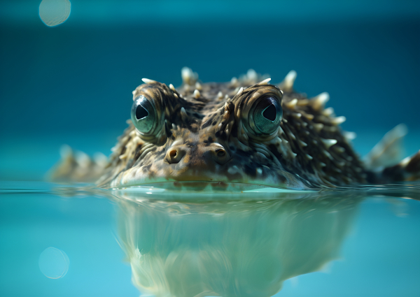 A Toadfish floating on top of water - Impossible Images - Unique stock ...