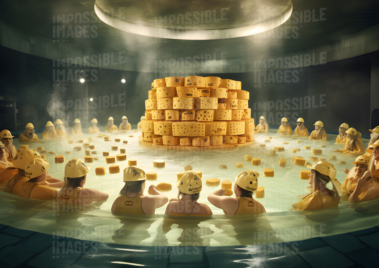 Fans of cheese in a swimming pool - Impossible Images - Unique stock ...