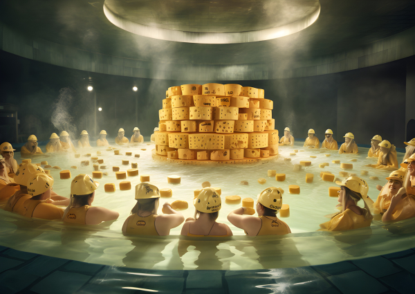 Fans of cheese in a swimming pool - Impossible Images - Unique stock ...