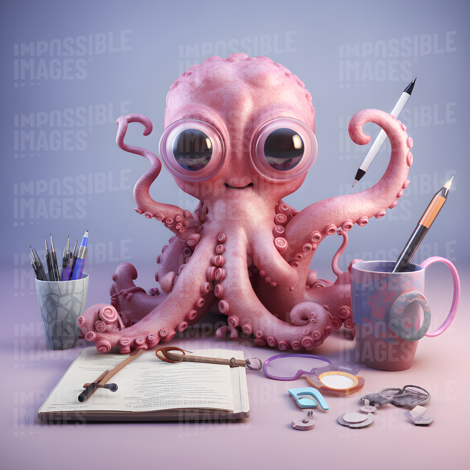 A pretty cute pink female octopus with a pen - Impossible Images ...