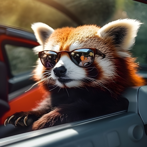Red panda driving a sports car - Impossible Images - Unique stock ...