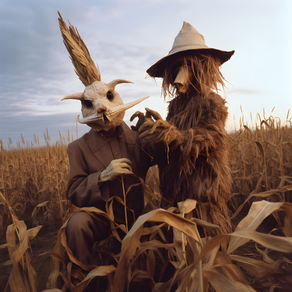 A scarecrow and rabbit-man in a wheat field - Impossible Images ...