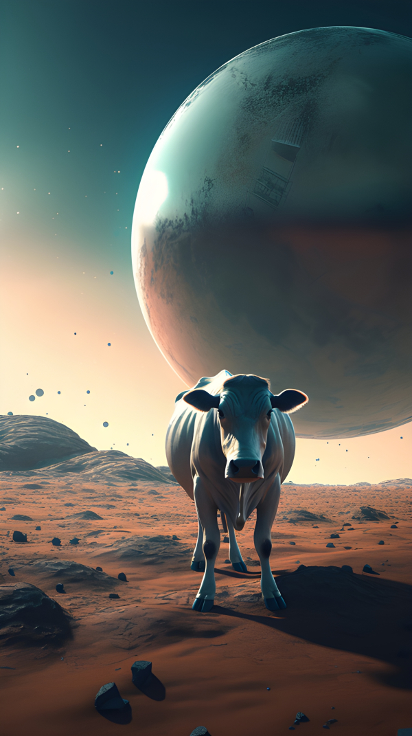 A cow stood on a desolate planet - Impossible Images - Unique stock ...