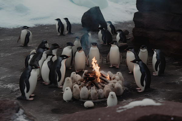 Penguins creating fire - Impossible Images - Unique stock images for ...