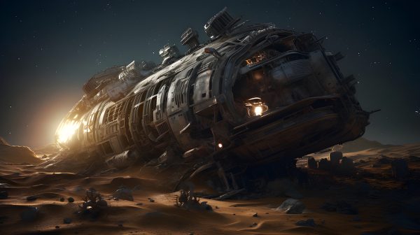 Crashed spaceship on mars - Impossible Images - Unique stock images for ...