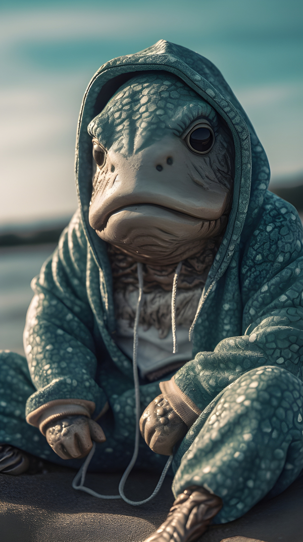 A streetwise fish in a tracksuit on the beach - Impossible Images ...