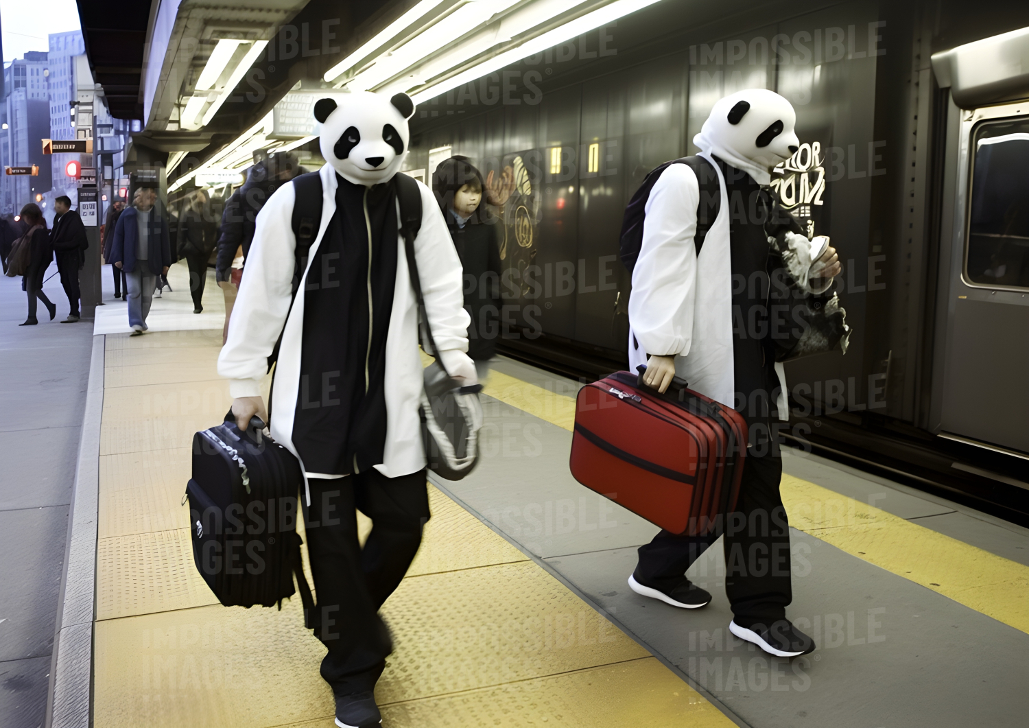 Pandas at the train station - Impossible Images - Unique stock images ...