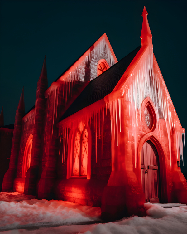An icy red-lit Church - Impossible Images - Unique stock images for ...