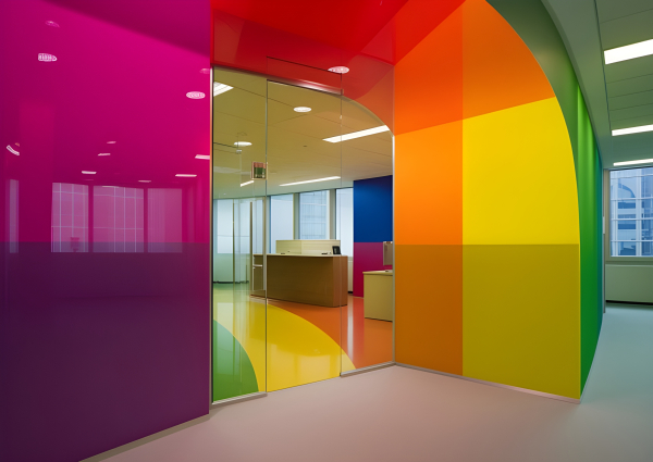 Curved rainbow office architecture - Impossible Images - Unique stock ...