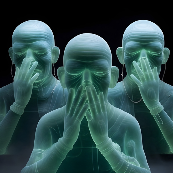 Strange alien figures with their hands over their faces - Impossible ...