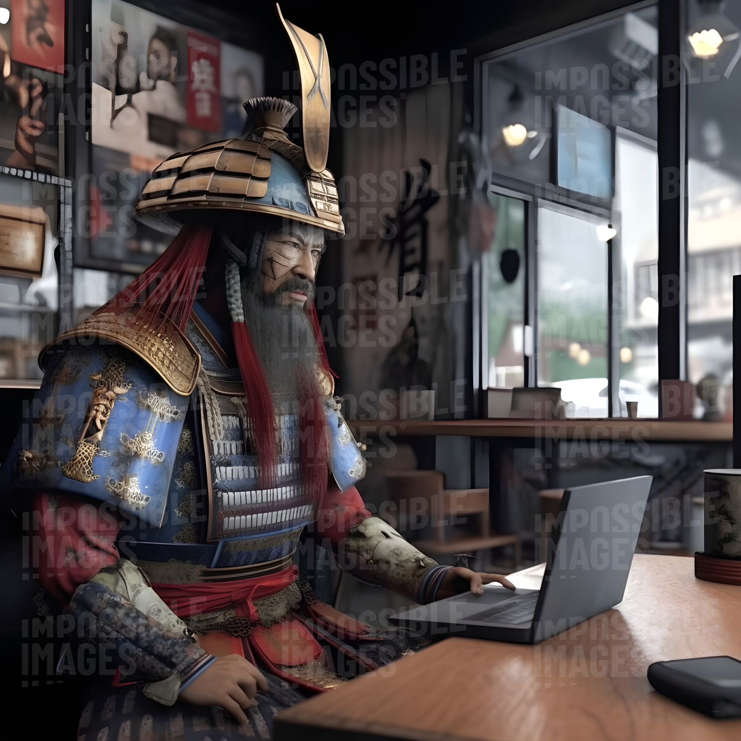 A samurai on a laptop - Impossible Images - Unique stock images for ...