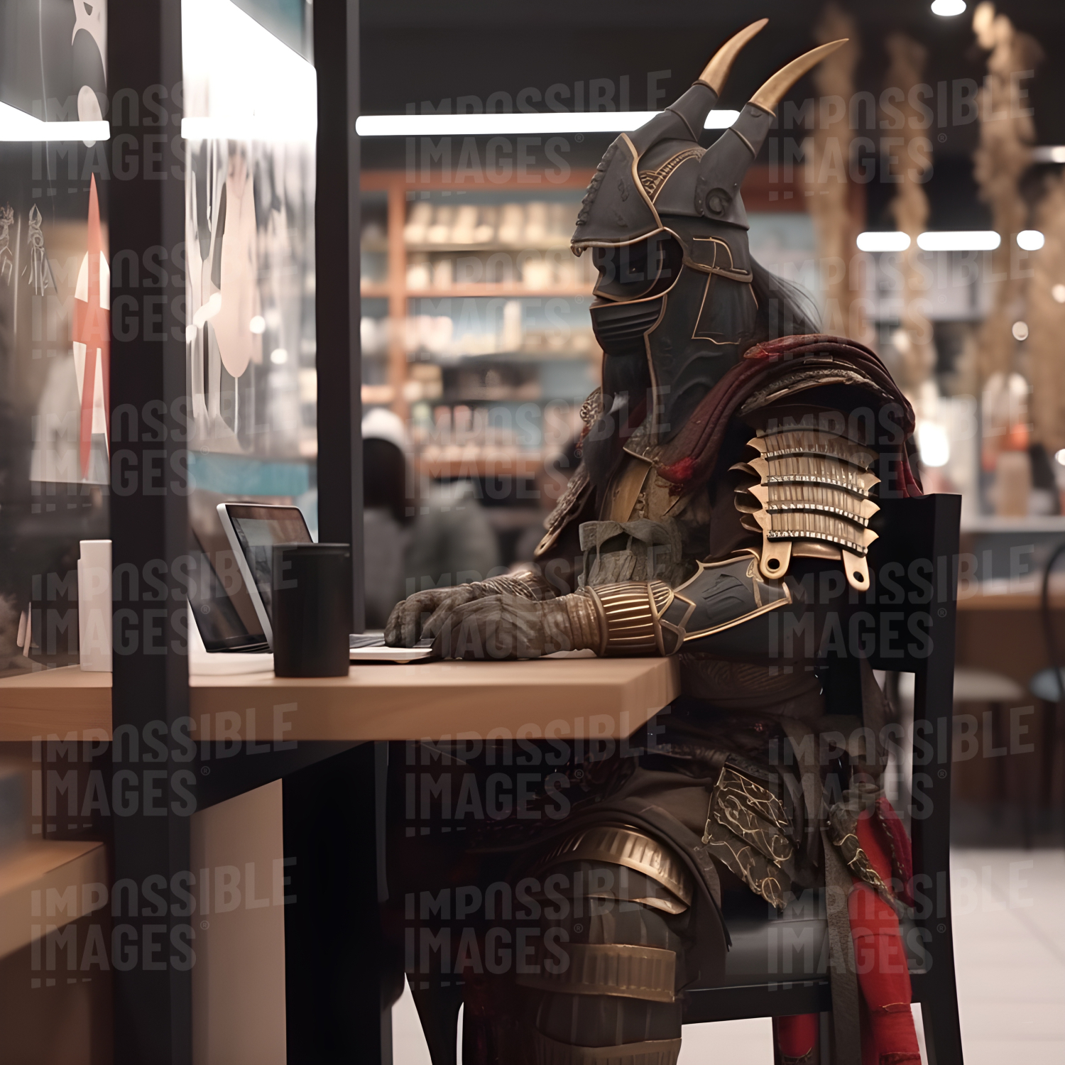 A samurai working remotely - Impossible Images - Unique stock images ...