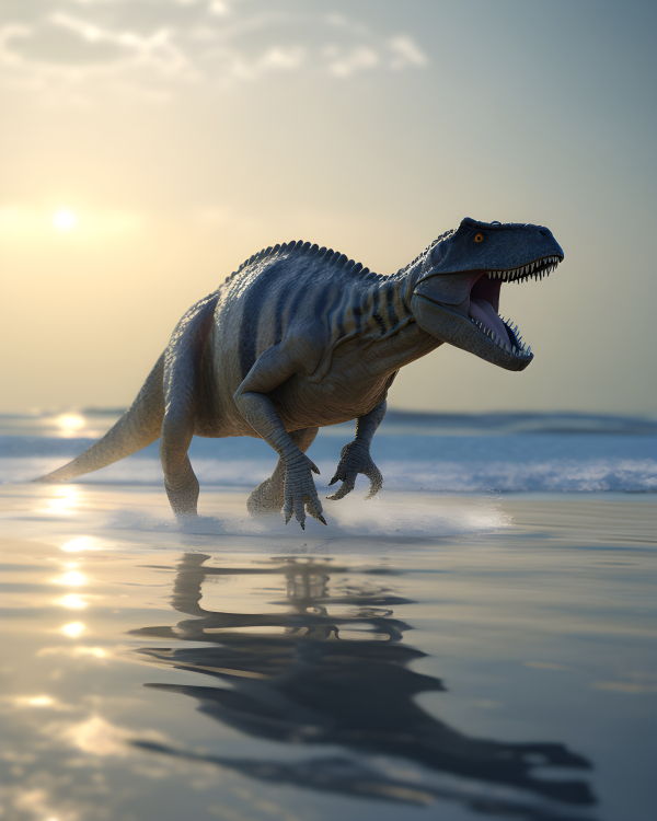 T-rex running along a beach - Impossible Images - Unique stock images ...