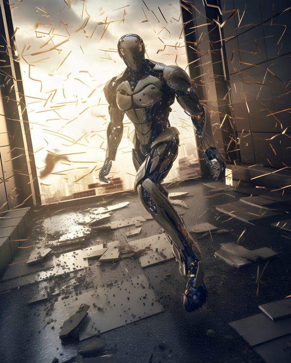 Cyborg smashing through a building - Impossible Images - Unique stock ...