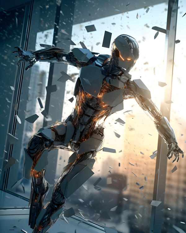 Cyborg smashing through a window - Impossible Images - Unique stock ...