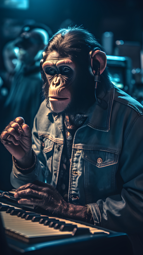 Thoughtful Chimpanzee playing the keyboard - Impossible Images - Unique ...