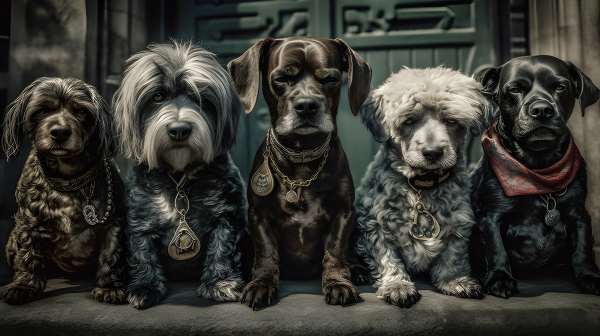 A band-style photo of a dysfunctional dog gang - Impossible Images ...