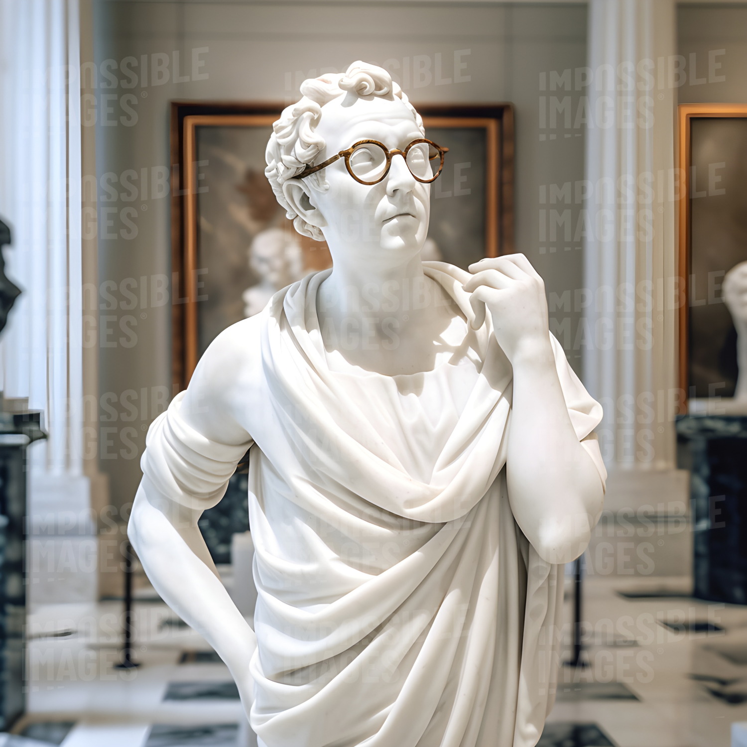 Classical marble statue of an academic wearing glasses - Impossible ...