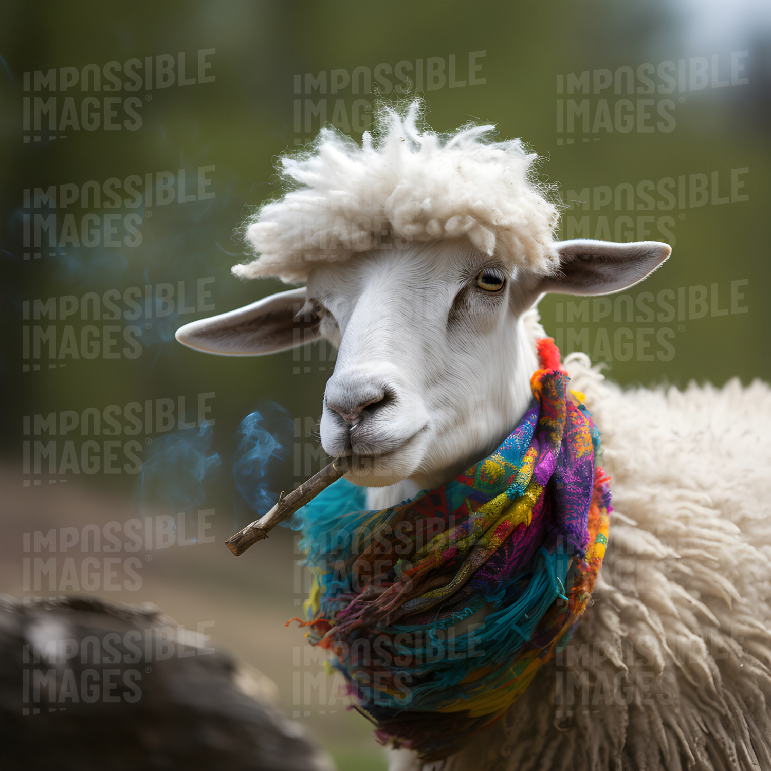 An Avant-garde sheep smoking weed - Impossible Images - Unique stock ...