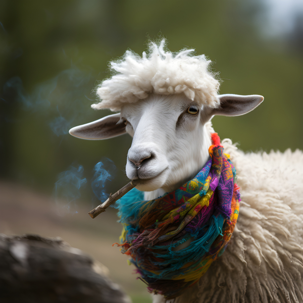 An Avant-garde sheep smoking weed - Impossible Images - Unique stock ...