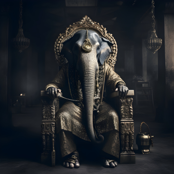 Portrait of an elephant character sitting on a throne - Impossible ...