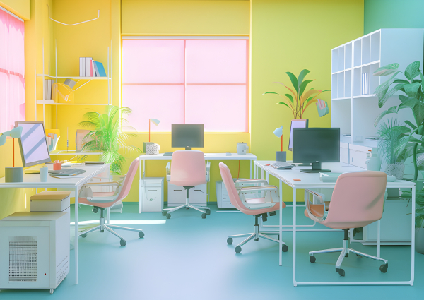 Pastel coloured office interior - Impossible Images - Unique stock ...