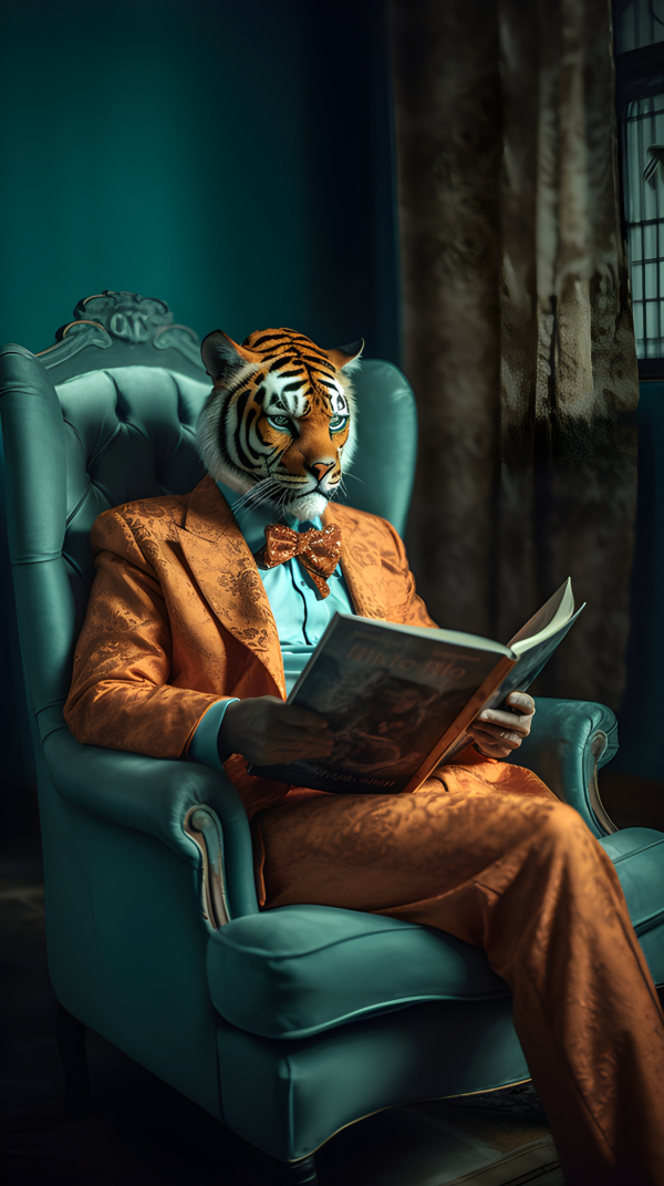 A Tiger reading a book - Impossible Images - Unique stock images for ...