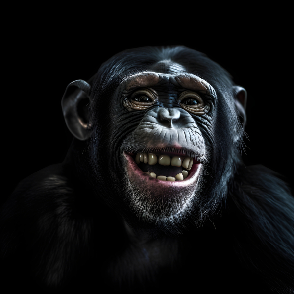 Portrait of a laughing chimpanzee - Impossible Images - Unique stock ...
