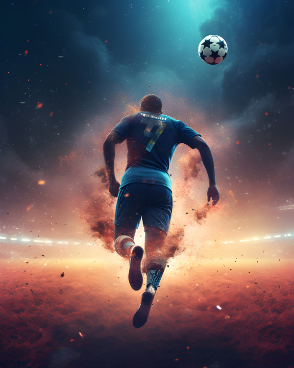 Soccer player running in space - Impossible Images - Unique stock ...