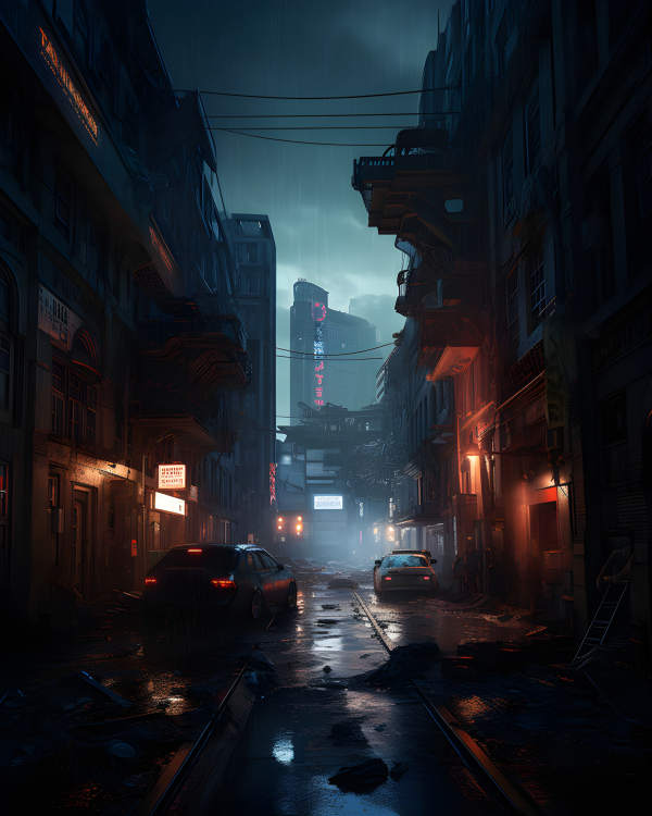 Dystopian futuristic city at night - Impossible Images - Unique stock ...