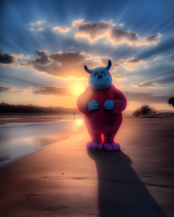 A blue troll walking along a dreamy beach - Impossible Images - Unique ...