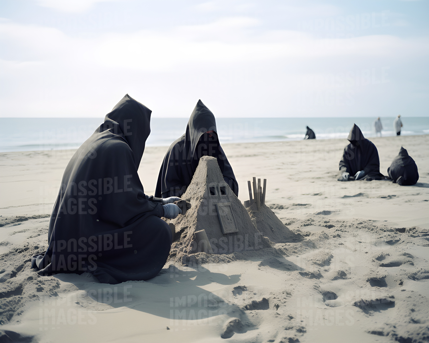 The cloaked figures having a day at the beach - Impossible Images ...