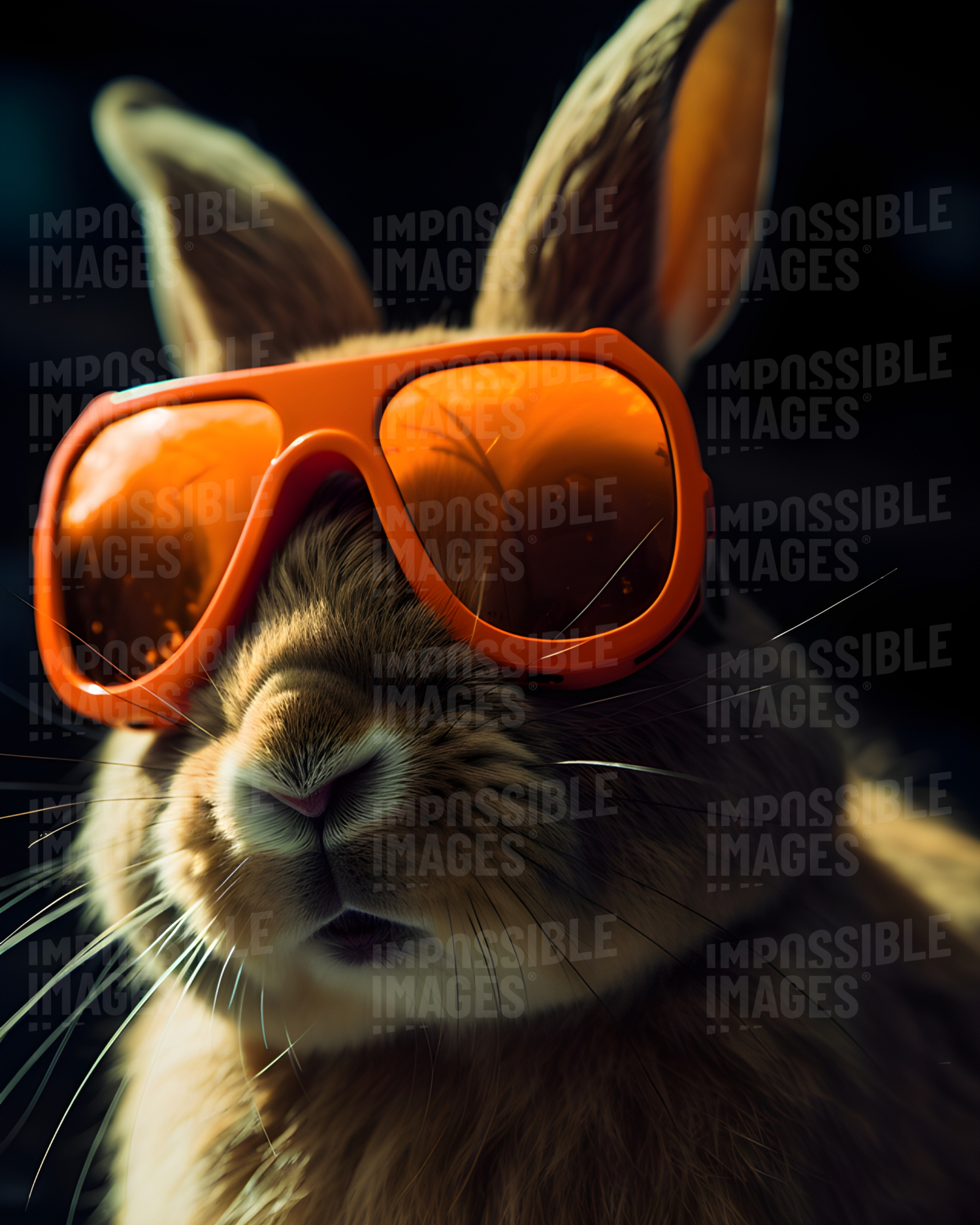 Rabbit wearing orange sunglasses - Impossible Images - Unique stock ...