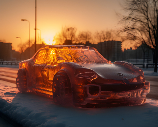 Melting sports car ice sculpture - Impossible Images - Unique stock ...