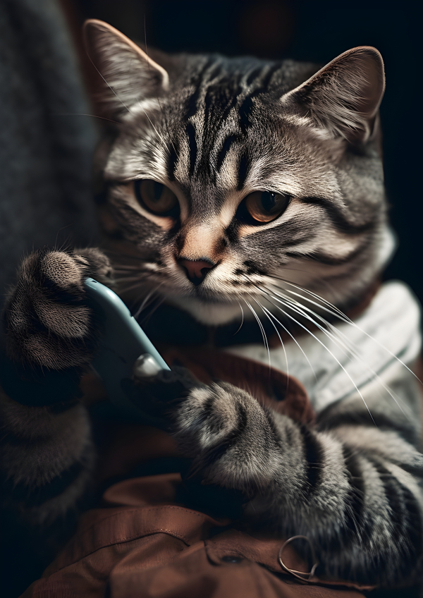 A cat texting on a mobile phone - Impossible Images - Unique stock ...