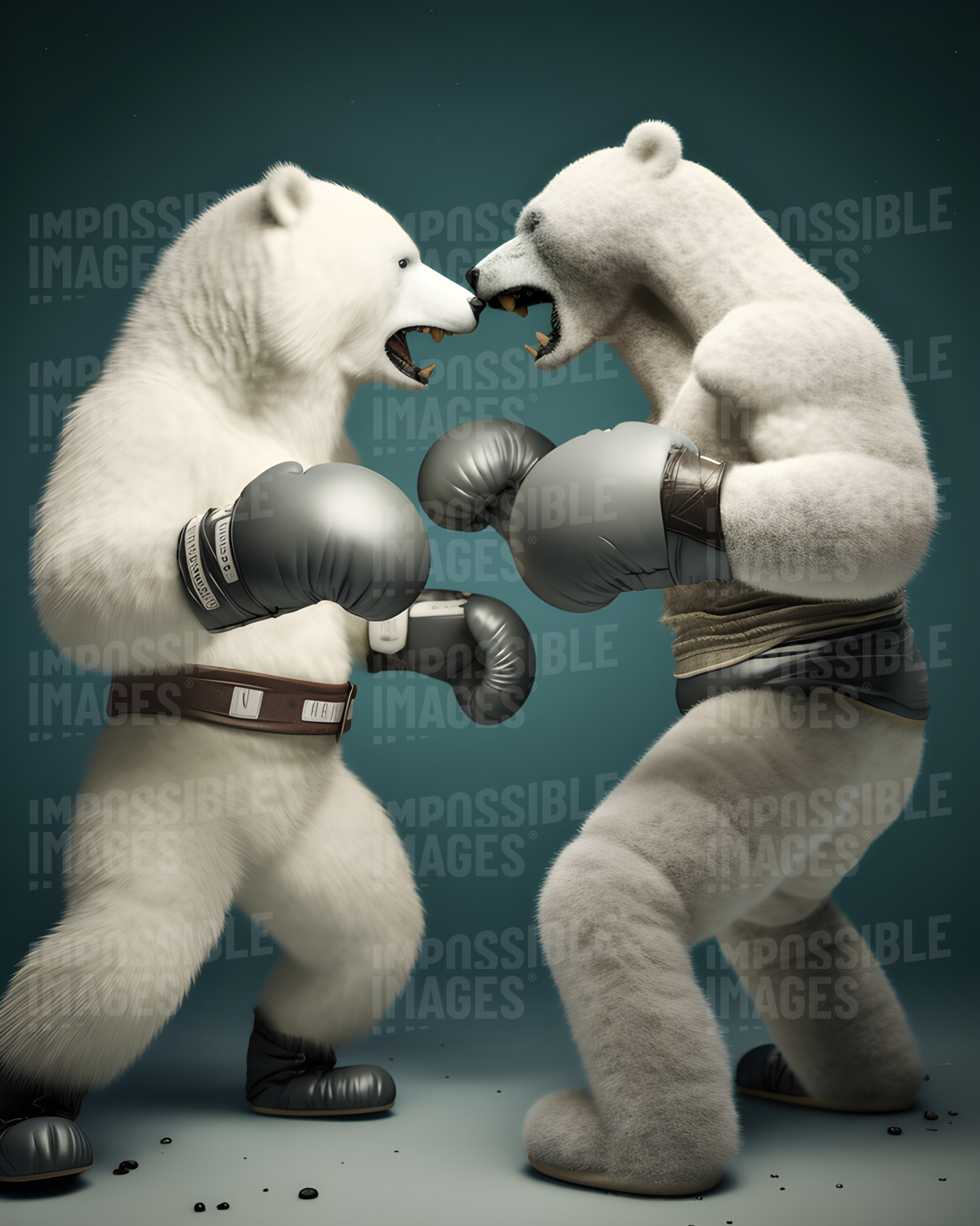 Two polar bears with boxing gloves - Impossible Images - Unique stock ...