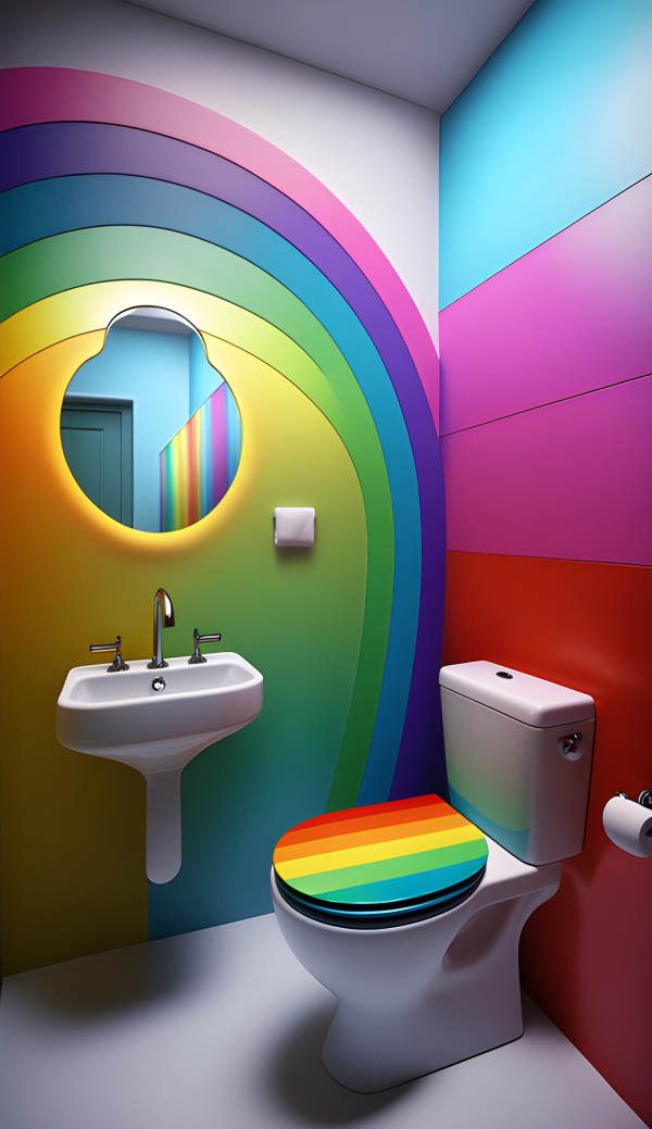 Rainbow bathroom - Impossible Images - Unique stock images for commercial use.