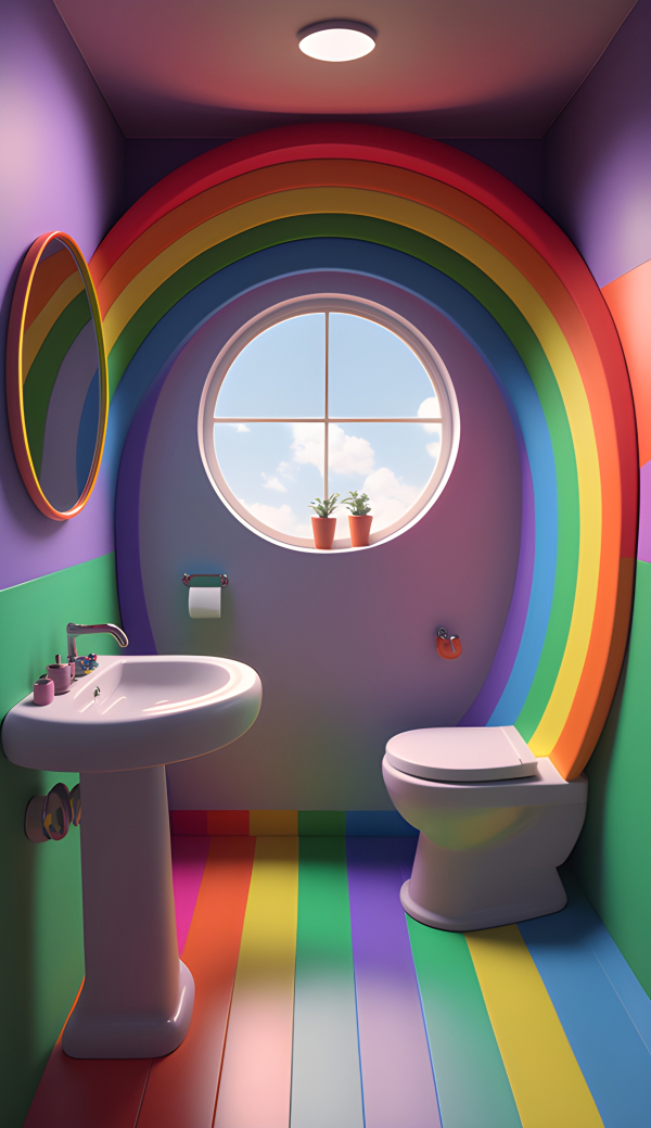 Rainbow coloured bathroom - Impossible Images - Unique stock images for ...