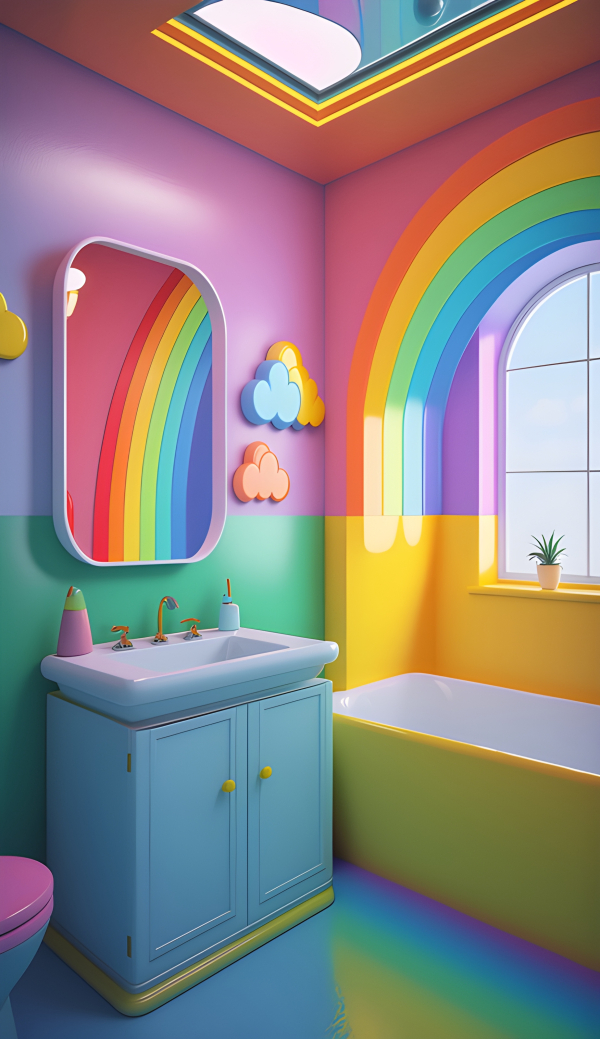 Pastel coloured rainbow bathroom design - Impossible Images - Unique ...