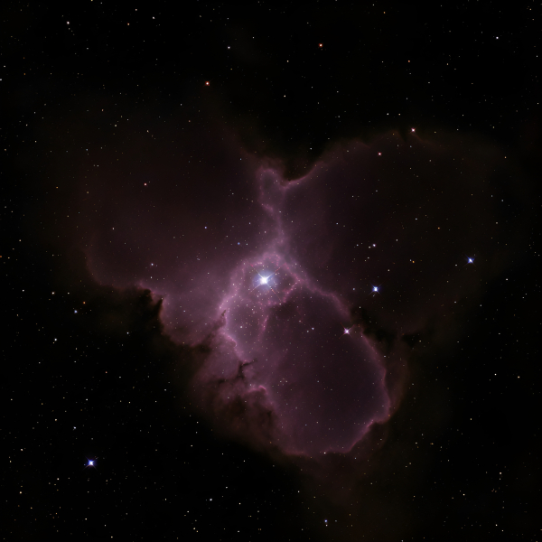 Dark purple nebular with a single bright star at its centre ...