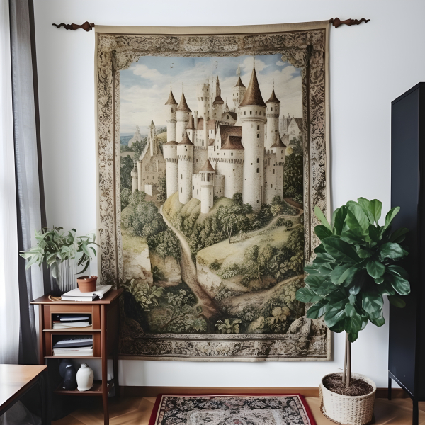 A medieval wall tapestry hung on a wall. - Impossible Images - Unique ...