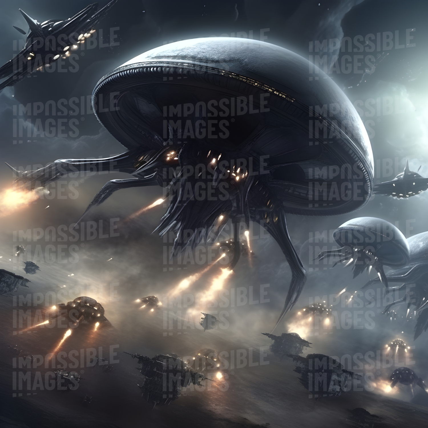 Alien Warfare wish Mushroom shaped machines. - Impossible Images ...